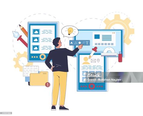 Ux Designer Man Young Guy Developing Ui Design For Website Page Freelancer And Remote Worker