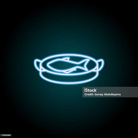 보드 네온 아이콘에 작은 물고기입니다 음식 세트의 요소입니다 웹사이트 웹 디자인 모바일 앱 정보 그래픽에 대 한 간단한 아이콘