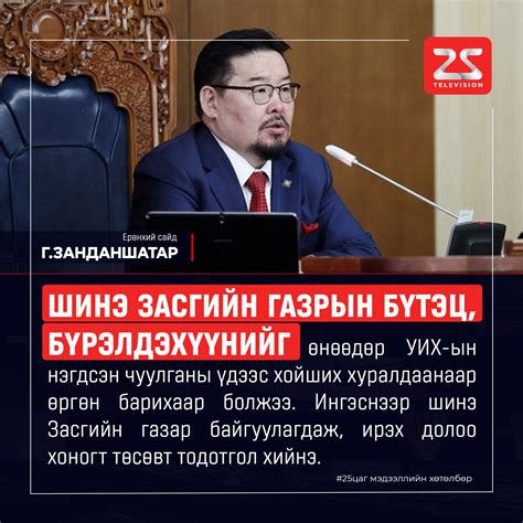 25ЦАГ 🔴Ерөнхий сайд Г Занданшатар шинэ Засгийн газрын бүтэц