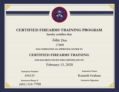 Firearms Training Certificate Template At Johanna Engles Blog