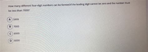 Solved How Many Different Four Digit Numbers Can Be Formed Chegg Com