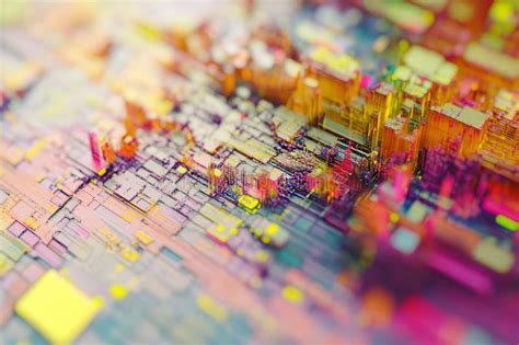 Close Up Of Digital Glitch Texture Fragmented Pixels In Bold Neon Colors Creating A Chaotic