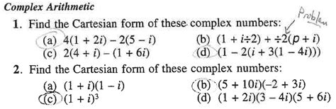 Solved Problem Complex Arithmetic 1 Find The Cartesian Chegg Com