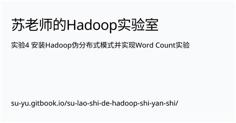 实验4 安装hadoop伪分布式模式并实现word Count实验 苏老师的hadoop实验室