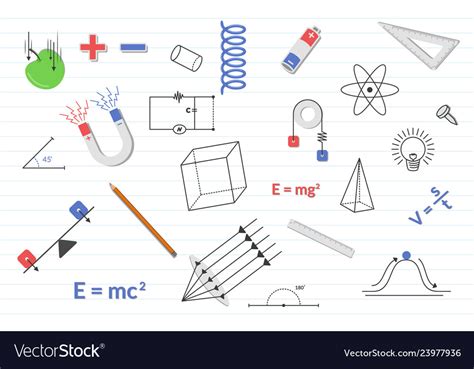 Physics Education Science With Various Objects Vector Image