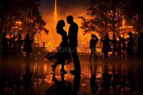 Couples Dancing Under The Stars Stock Illustration Illustration Of
