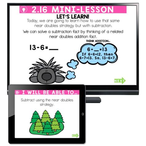 Lucky To Learn Math Subtract Near Doubles Lesson 216 Teaching