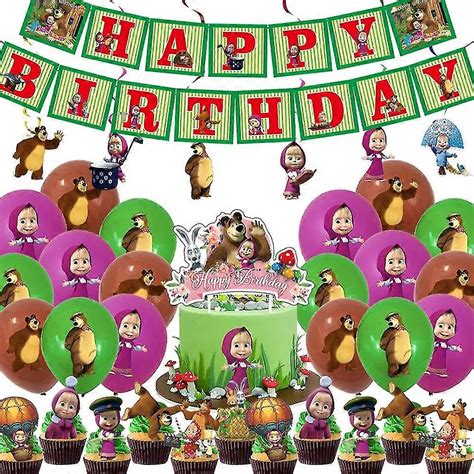Masha And The Bear Theme Birthday Party Decorations And Supplies