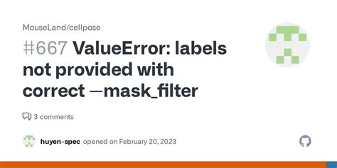 ValueError Labels Not Provided With Correct Mask Filter Issue 667