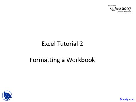 Formatting A Workbook Excel Foundation Lecture Slides Docsity