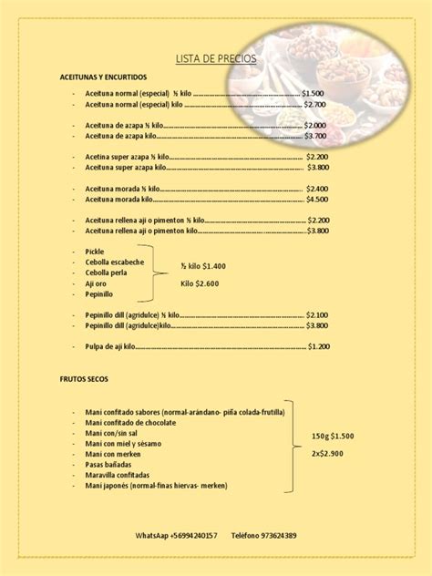 Lista De Precios Pdf Alimentos Cocina Vegana