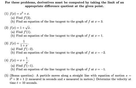 solved for these problems derivatives must be computed by