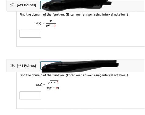 Solved 17 1 Points Find The Domain Of The Function