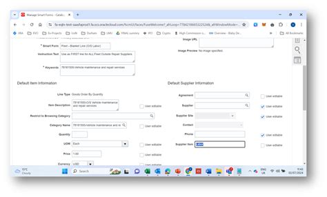 Supplier Item Is Not Defaulting In Smart Form From Smart Form