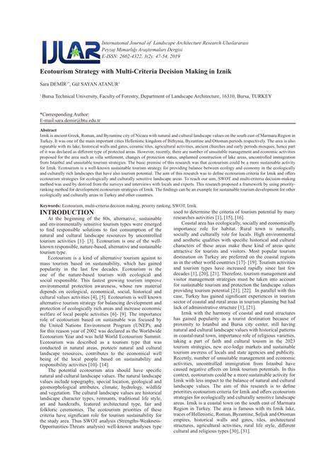 Pdf Ecotourism Strategy With Multi Criteria Decision Making In Iznik