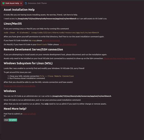 Unable To Install Assets Issue Doki Theme Doki Theme Vscode GitHub