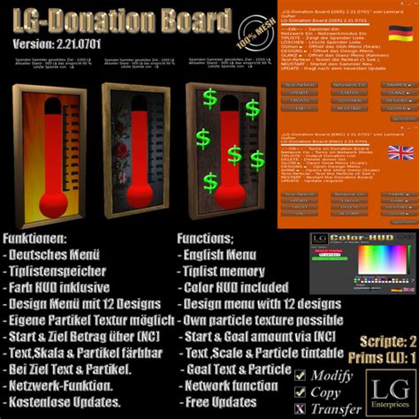 Second Life Marketplace Lg Donation Board