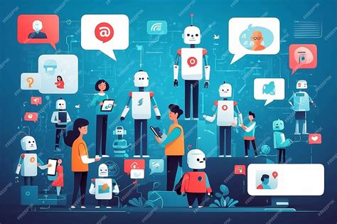 Premium Photo Social Media Bots Vector Illustration Fake Accounts In