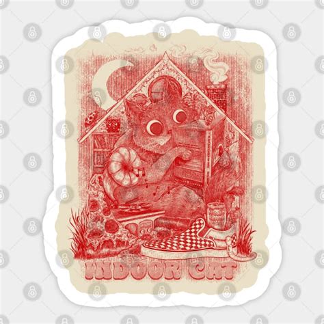 Indoor Cat Red Illustration Introvert Cartoon Introvert Sticker