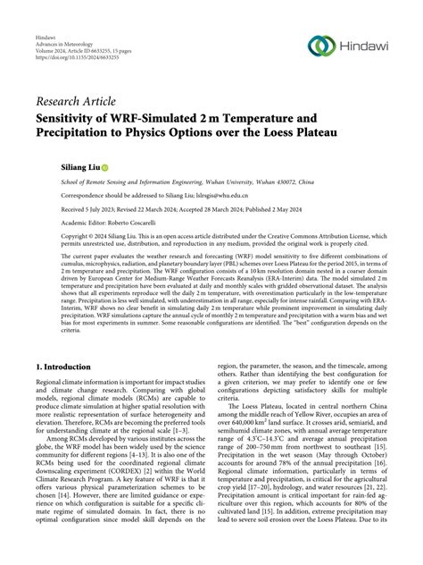 Pdf Sensitivity Of Wrf Simulated 2 M Temperature And Precipitation To