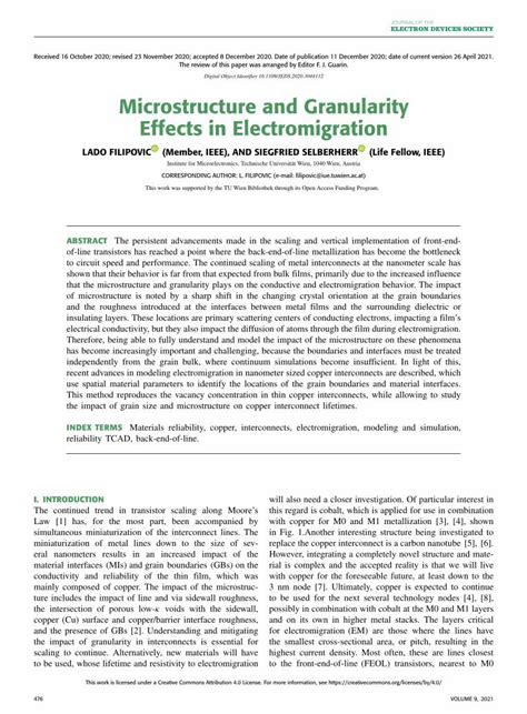 Pdf Microstructure And Granularity Effects In Electromigration