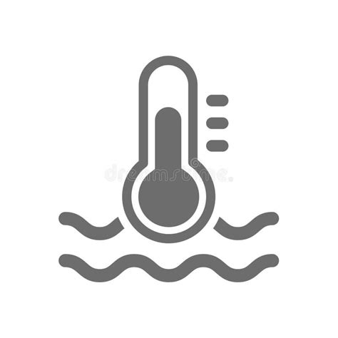 Water Temperature Indicator Silhouette Icon Mercury Thermometer And Water Drop Color Pictogram