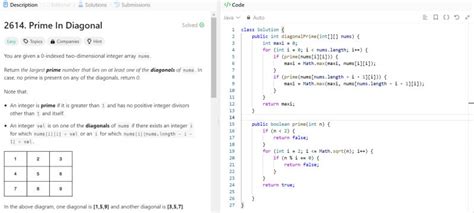 Leetcode Challenge Prime In Diagonal Shubham Rai Posted On The Topic