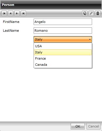 WPF DataForm Edit Lookup Values With RadComboBox Telerik UI For WPF