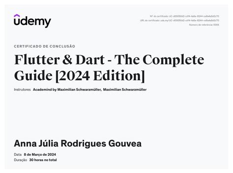 Anna Júlia Rodrigues Gouvea On Linkedin Udemy Flutter Dart