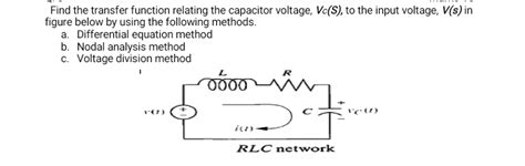 Solved Find The Transfer Function Relating The Capacitor