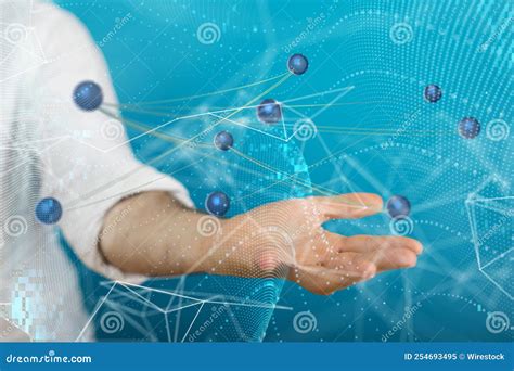 Businessman Presenting The 3d Rendered Cyberspace Stock Image Image Of Work Internet 254693495