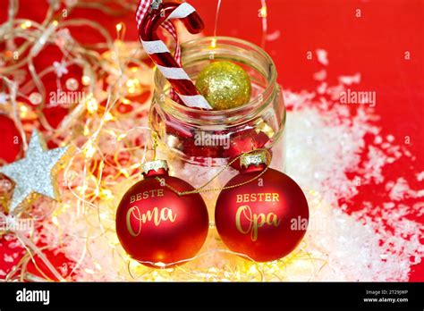 Christmas Balls With Best Grandpa And Best Grandma Postcard Stock