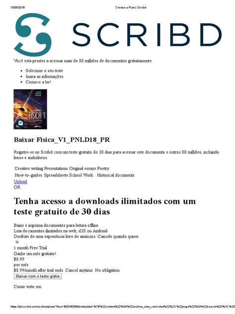 Subscription Plans And Options For Accessing Documents On Scribd Pdf