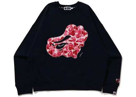 Bape Abc Camo Patch Loose Fit Crewneck Navypink Mens Ss23 Us