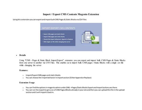 Import Export Cms Contents Magento Extension Ppt