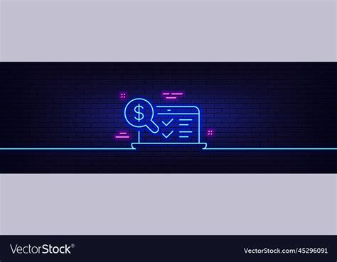 Online Accounting Line Icon Audit Sign Neon Vector Image