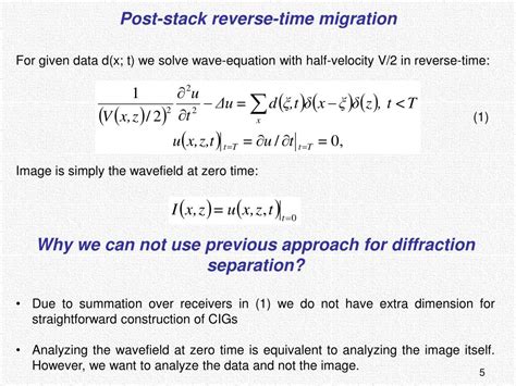 Ppt Imaging Of Diffraction Objects Using Post Stack Reverse Time