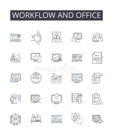 Workflow And Office Line Icons Collection Nerking Connections Collaboration Opportunities