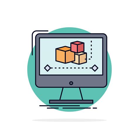Animation Computer Editor Monitor Software Flat Color Icon Vector