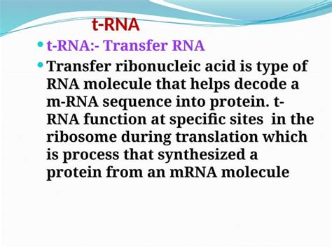 Rna Types Structure And Functions Of Mrna Rrna And Trna Pptx Chemistry Science