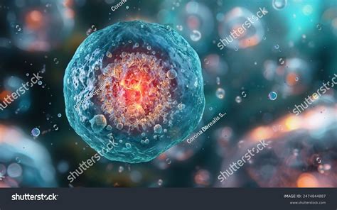 Human Embryo Cell Nucleus Mitochondria Organelles Stock Illustration