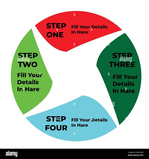 Four Step Infographic Vector Circle Colorful Business Process Diagram With Flow Segments For