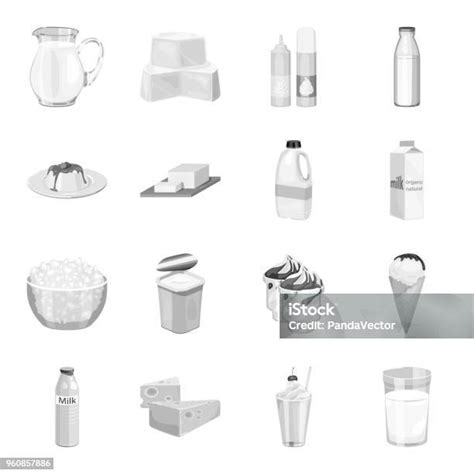 음식과 Designmilk 벡터에 대 한 설정된 컬렉션에 우유 제품 흑백 아이콘 심볼 재고 웹 그림 버터에 대한 스톡 벡터 아트 및 기타 이미지 Istock