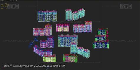现代中式住宅小区3d模型中式建筑模型下载 摩尔网cgmol