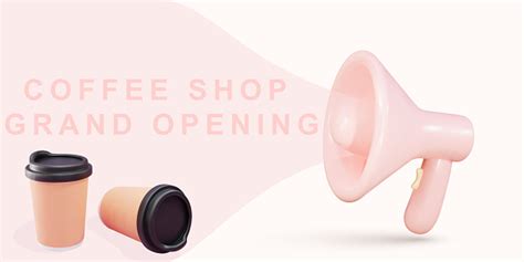 현실적인 메가 폰 커피숍 그랜드 오프닝 발표 벡터 그림입니다 0명에 대한 스톡 벡터 아트 및 기타 이미지 0명 갈색 라떼 Istock