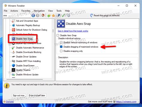how to disable dragging of maximized windows in windows 11