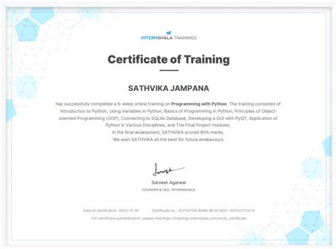 Sathvika Jampana On Linkedin Internshala Internshalatrainings Python Programming