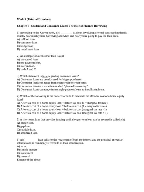 Tutorial 5 Tutorial Exercises Pdf Loans Repossession