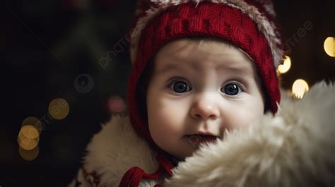 빨간색과 흰색 모자를 쓰고 아기 크리스마스 사진 그림 배경 일러스트 및 사진 무료 다운로드 Pngtree