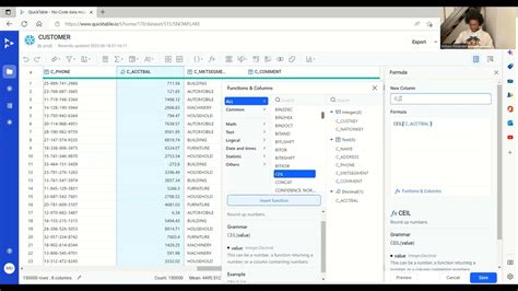 How To Use Quicktable Formula To Ceil A Column Youtube